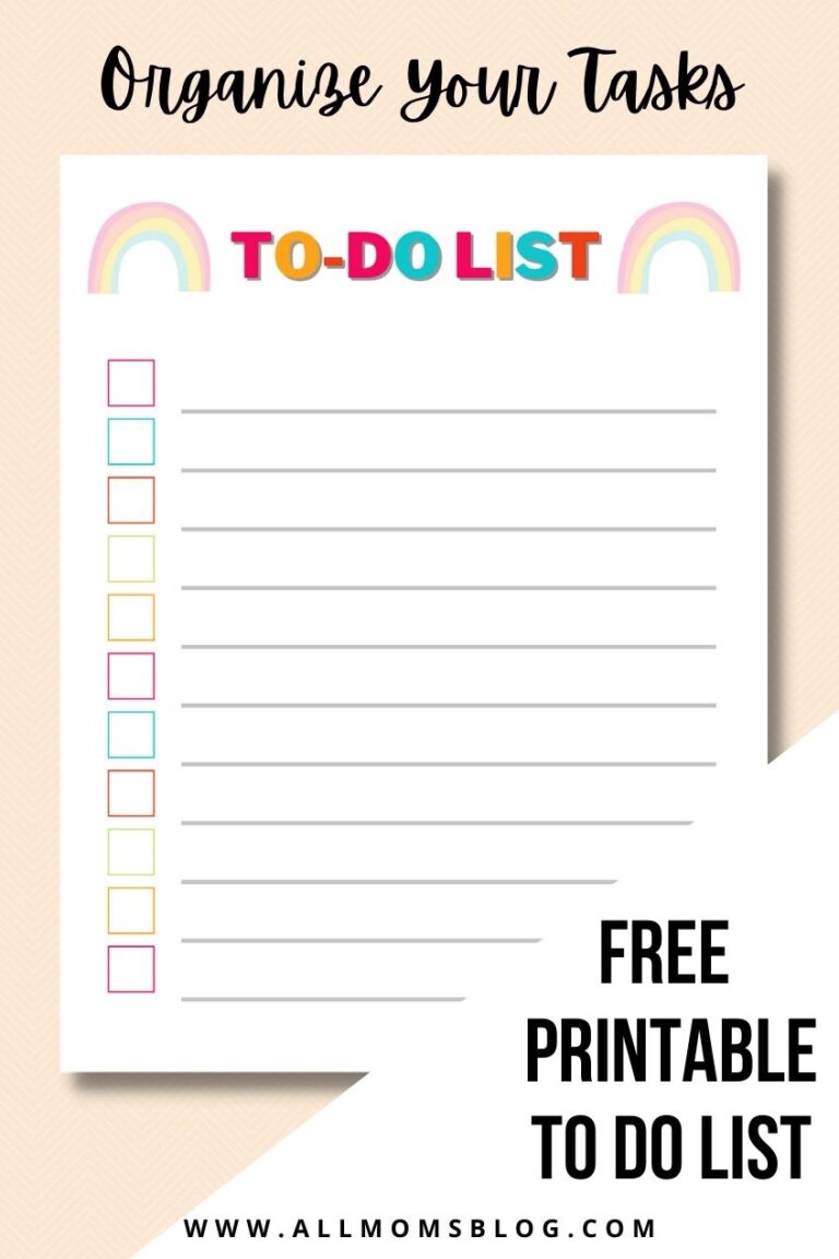 Pretty To Do List - Free To Do List Printable - All Moms Blog